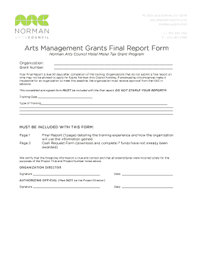 Fillable Online normanarts AMS Final Report Form - normanartsorg Fax ...