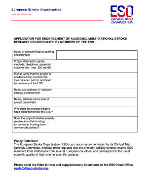 Fillable Online eso-stroke Application form - European Stroke ...