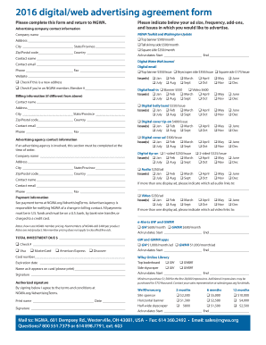 Fillable Online waterwelljournal 2016 digitalweb advertising agreement ...