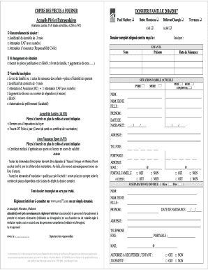 Remplissable En Ligne DOSSIER FAMILLE 20162017 COPIES DES PIECES A ...
