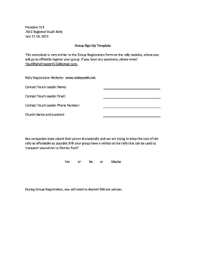 Fillable Online Group Sign-Up Template.xlsx Fax Email Print - pdfFiller