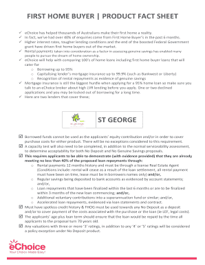Fillable Online FIRST HOME BUYER PRODUCT FACT SHEET Fax Email Print ...