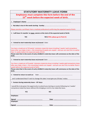 Fillable Online jacs org STATUTORY MATERNITY LEAVE FORM - bJACSb Fax ...