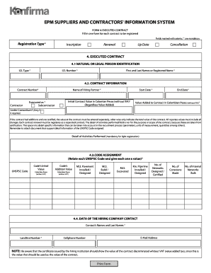 Fillable Online Fill in one form for each contract to be registered Fax ...