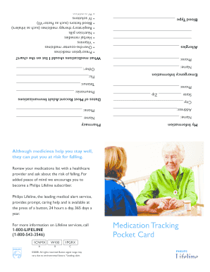 Fillable Online Medication Tracking Pocket Card - SURGEONS KNEE amp HIP ...