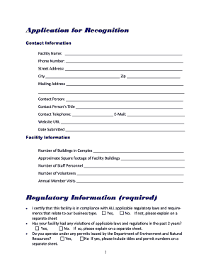 Fillable Online BApplicationb for Recognition Fax Email Print - pdfFiller