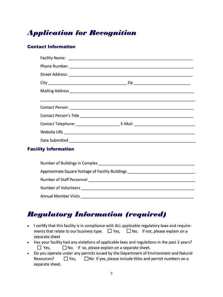 Fillable Online BApplicationb for Recognition Fax Email Print - pdfFiller