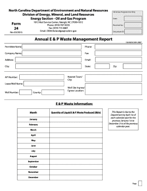 Fillable Online BFormb 24 - Annual E amp P Waste Management Report ...