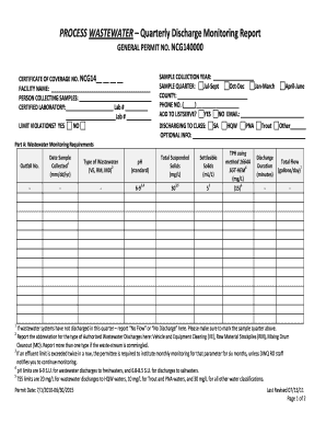 Fillable Online PROCESS WASTEWATER Quarterly Discharge Monitoring ...