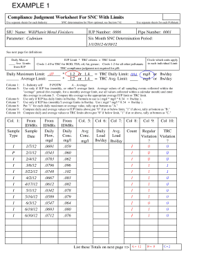 Fillable Online Compliance Judgment Worksheet For SNC With Limits Fax ...