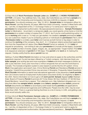 Fillable Online Work bpermitb letter sample Fax Email Print - pdfFiller