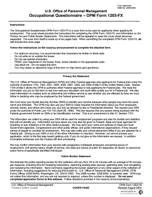 Fillable Online Office of Personnel Management Occupational ...