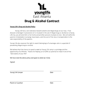 Fillable Online eastatlanta younglife Drug and Alcohol Contract copy ...