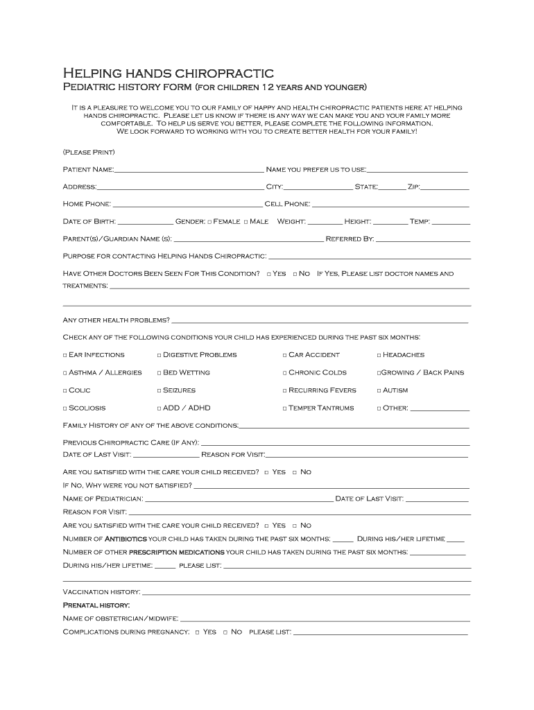 Fillable Online Helping hands chiropractic Fax Email Print - pdfFiller