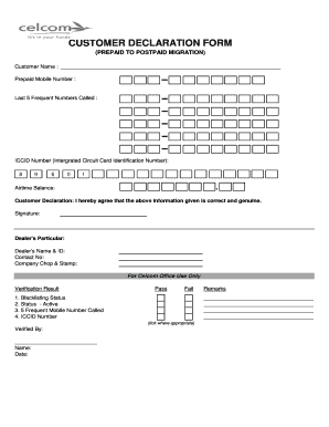 Fillable Online CUSTOMER DECLARATION FORM - E bSystemb Fax Email Print ...