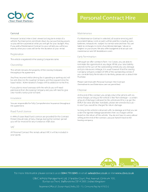 Fillable Online Personal Contract Hire Fax Email Print - pdfFiller