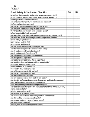 Fillable Online Food Safety amp Sanitation Checklist - Doerle Foods Fax ...