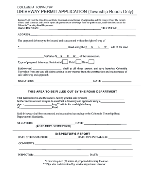 Fillable Online Driveway Permit Application - bcolumbiatwpb-bohbbgovb Fax Email Print - pdfFiller