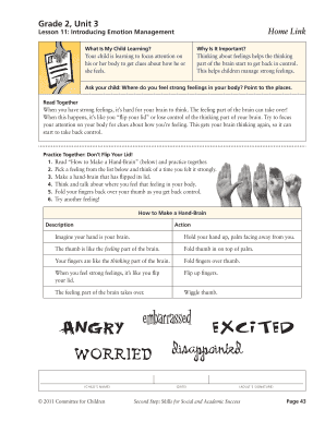 Fillable Online Grade 2 Unit 3 Lesson 11 Introducing Emotion Management ...