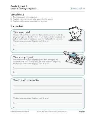 Fillable Online Grade 4, Unit 1 Handout 9 Directions Scenarios The ...