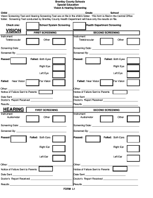 Fillable Online brantley schooldesk Form L1 Vision and Hearing ...