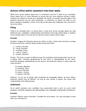 Fillable Online School office admin assistant interview tasks Fax Email ...