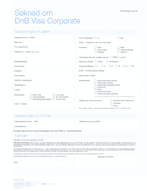 Fillable Online bfo Sknad om Personlig ansvar DnB Visa Corporate ...
