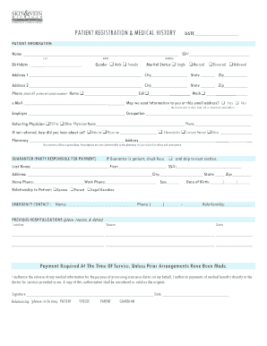 Fillable Online PATIENT REGISTRATION amp MEDICAL HISTORY DATE PATIENT ...
