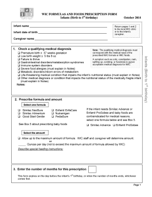 Fillable Online spokanewic WIC Formulas and Foods Prescription Form ...