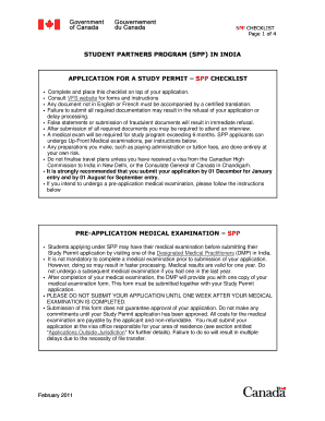 Fillable Online SPP checklist - Globalstudiespatiala Fax Email Print ...