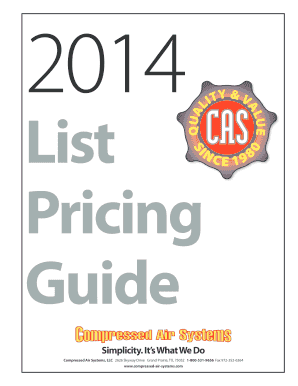 Fillable Online List Pricing Guide - bCompressedb bAirb bSystemsb LLC ...