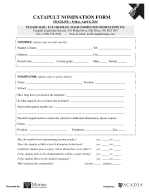 Fillable Online CATAPULT NOMINATION FORM Fax Email Print - pdfFiller