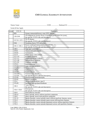 Fillable Online CMS CLINICAL ELIGIBILITY ATTESTATION Patient Name ...