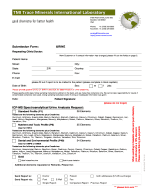 Fillable Online Submission Form Urine Short Submission Form Urine Short Fax Email Print - pdfFiller