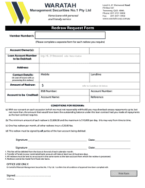 Fillable Online Redraw Request Form - Waratah Home Loans Fax Email ...
