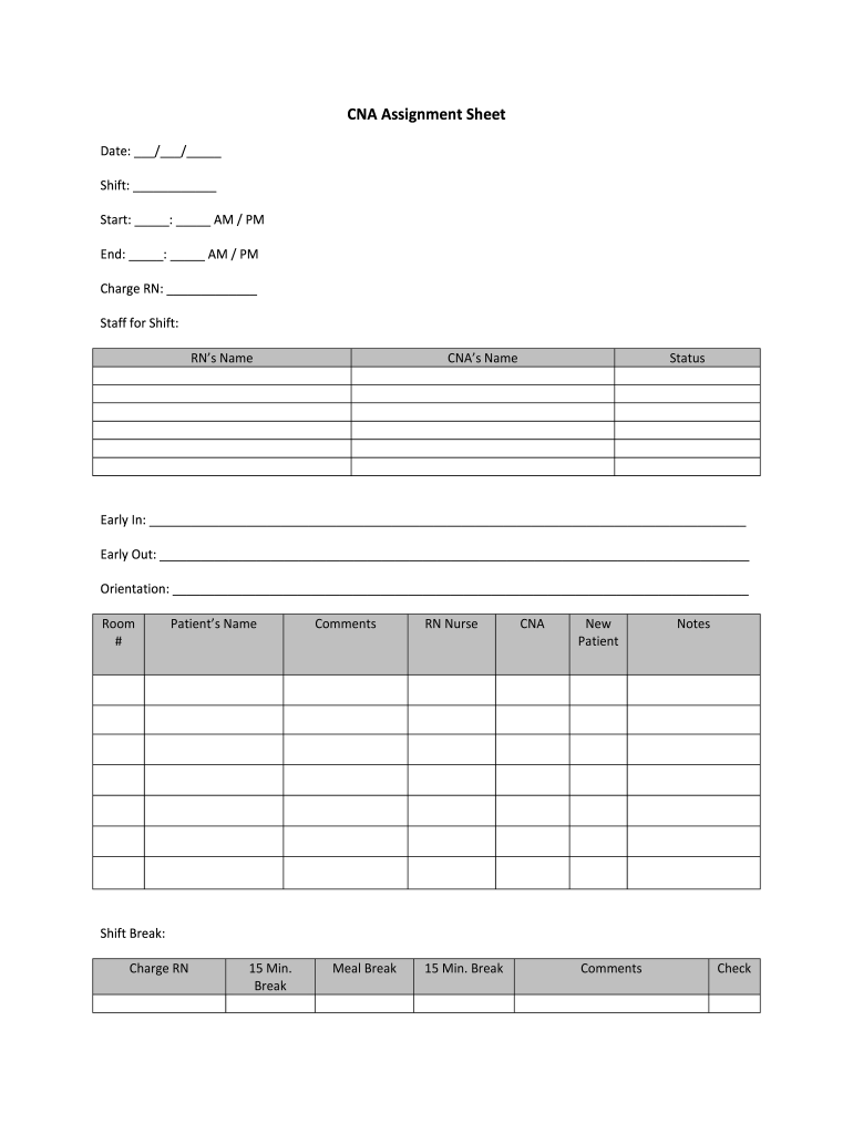 Free Cna Report Sheet Templates Printable Form Templates And Letter