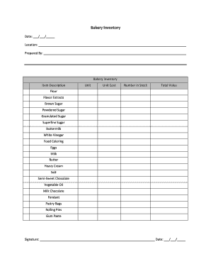 Fillable Online Bakery Inventory Fax Email Print - pdfFiller
