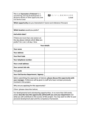 Fillable Online civilservicelocal blog gov Expression of Interest ...