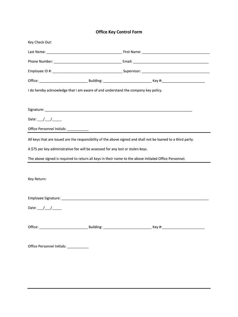 Fillable Online Office Key Control Form - Free Links Fax Email Print ...