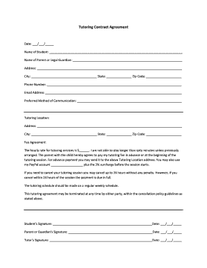 Fillable Online Tutoring Contract Agreement - Free Links Fax Email ...