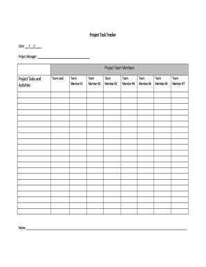 Fillable Online Project Team Members Project Tasks and Activities ...
