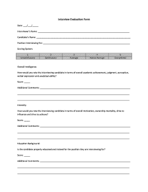 technical interview evaluation form Templates - Fillable & Printable ...