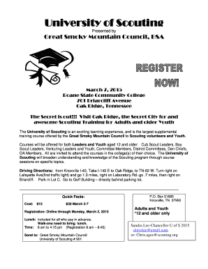 Fillable Online bsa-gsmc University of Scouting - Great Smoky Mountain ...