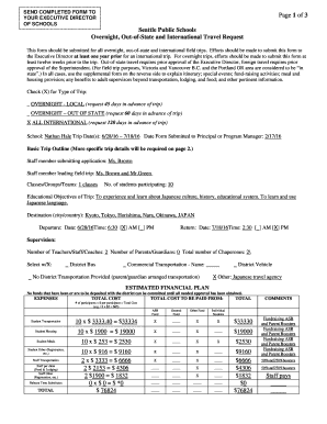 Fillable Online seattleschools Sample bFormsb International Field Trips ...