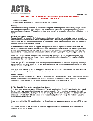 Fillable Online NTIS code: 32017 RECOGNITION OF PRIOR LEARNING (RPL ...