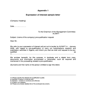 Fillable Online Expression of interest sample letter Fax Email Print ...