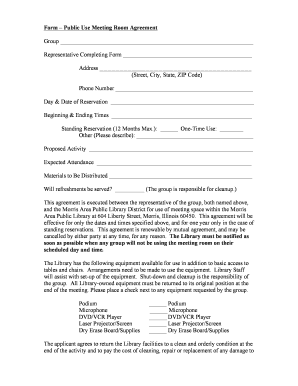 Fillable Online Form Public Use Meeting Room Agreementdocx Fax Email ...