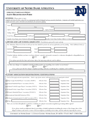 Fillable Online www3 nd Agent Registration Form - University of Notre Dame Fax Email Print ...