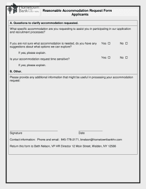 Fillable Online Reasonable Accommodation Request Form Applicants Fax ...