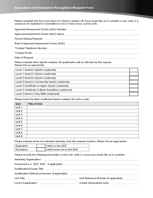 Fillable Online Equivalent and Exemption Recognition Request Form Level ...